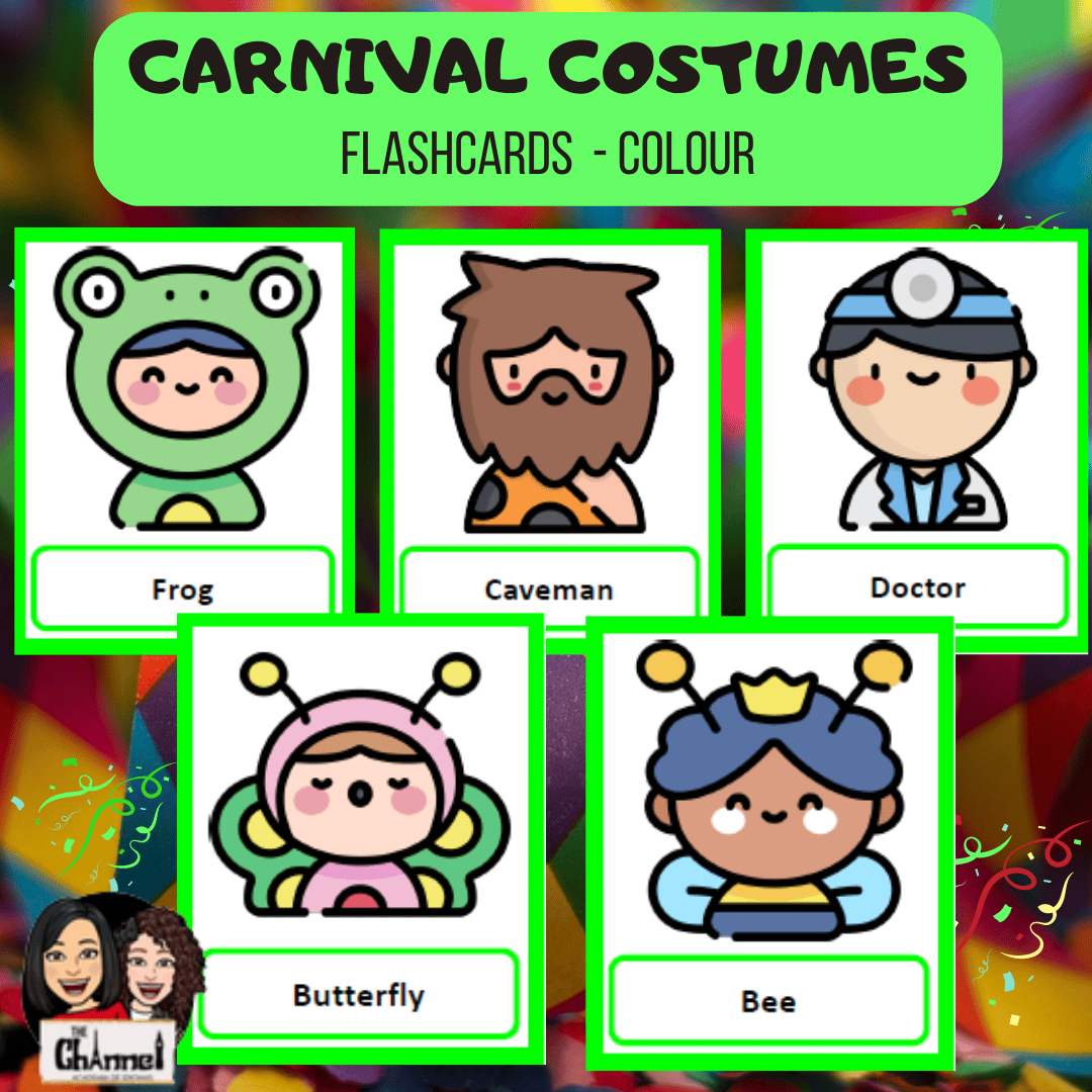 Carnival Costumes – 4O words – Colour Flash cards | Kumubox.com Carnival Costumes – 4O words – Colour Flash cards | Kumubox.com