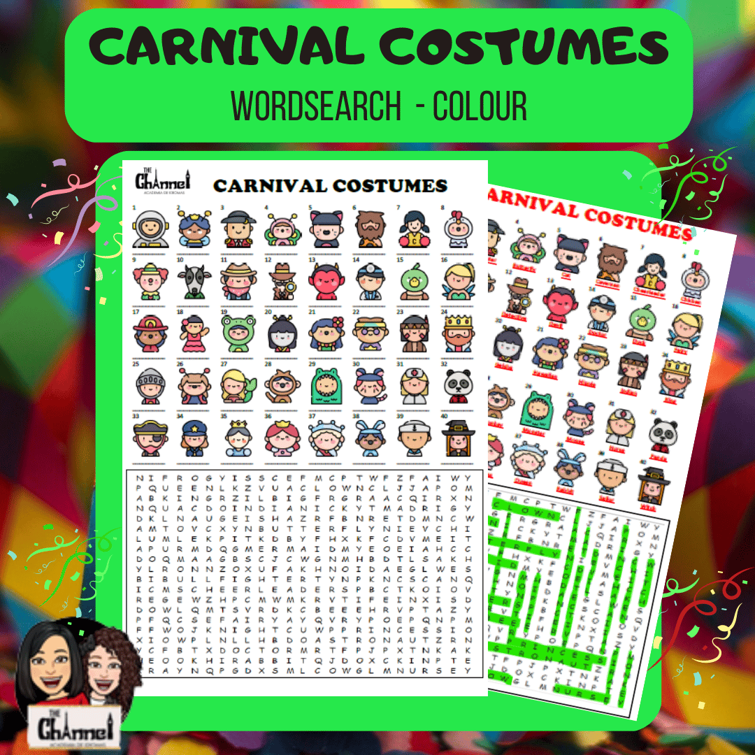 Carnival Costumes – 4O words – Colour Wordsearch | Kumubox.com Carnival Costumes – 4O words – Colour Wordsearch | Kumubox.com
